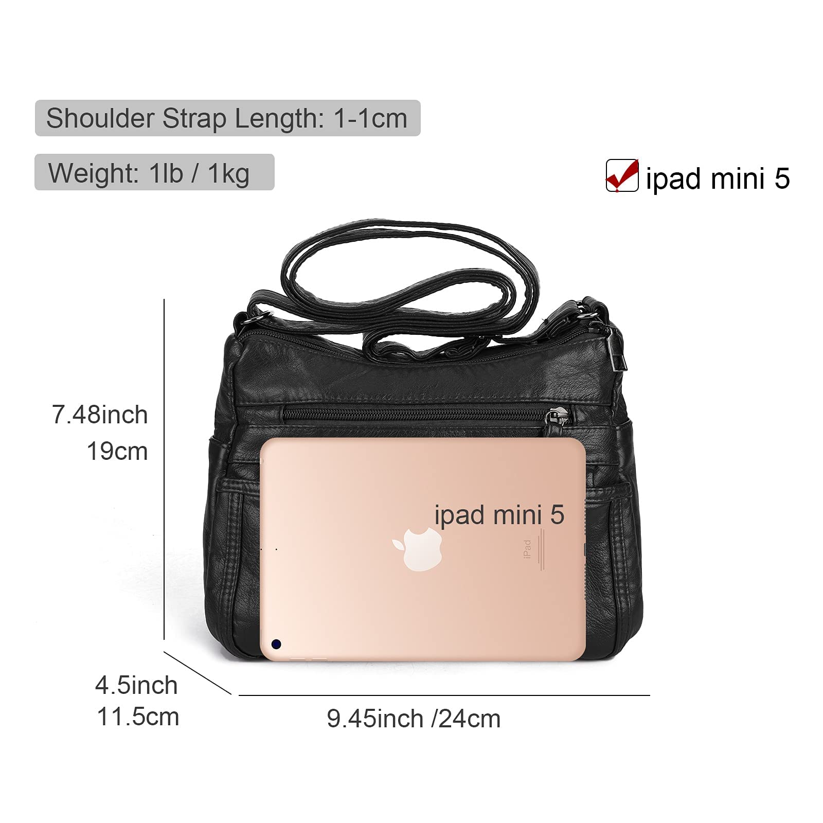 Gladdon Small Crossbody Bags For Women Shoulder Bags Washed Leather Purses and Handbags Black