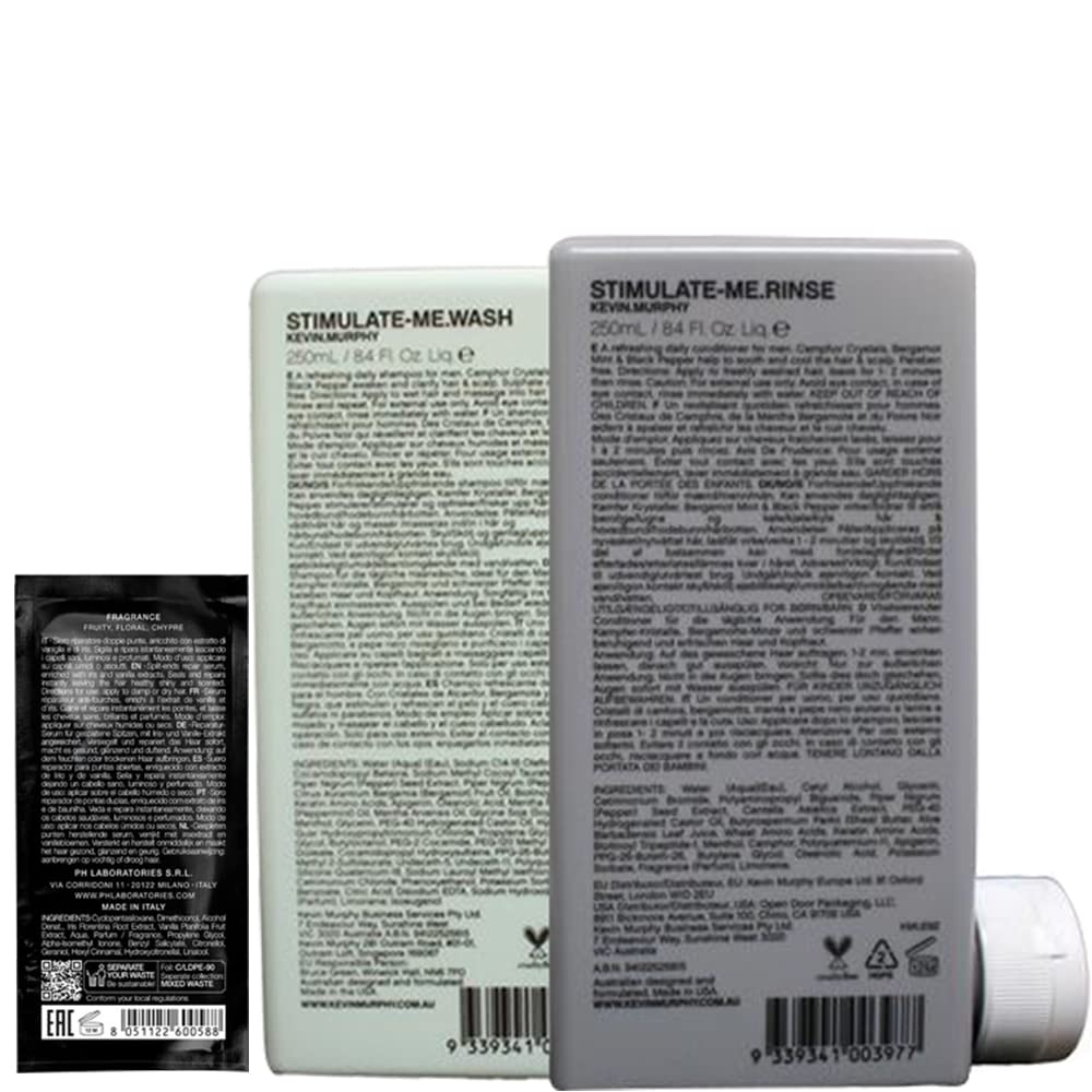 KEVIN MURPHY Stimulate-Me Wash And Rinse 8.4 FL Oz with pH Labs Smooth Perfect Mask 10 ml