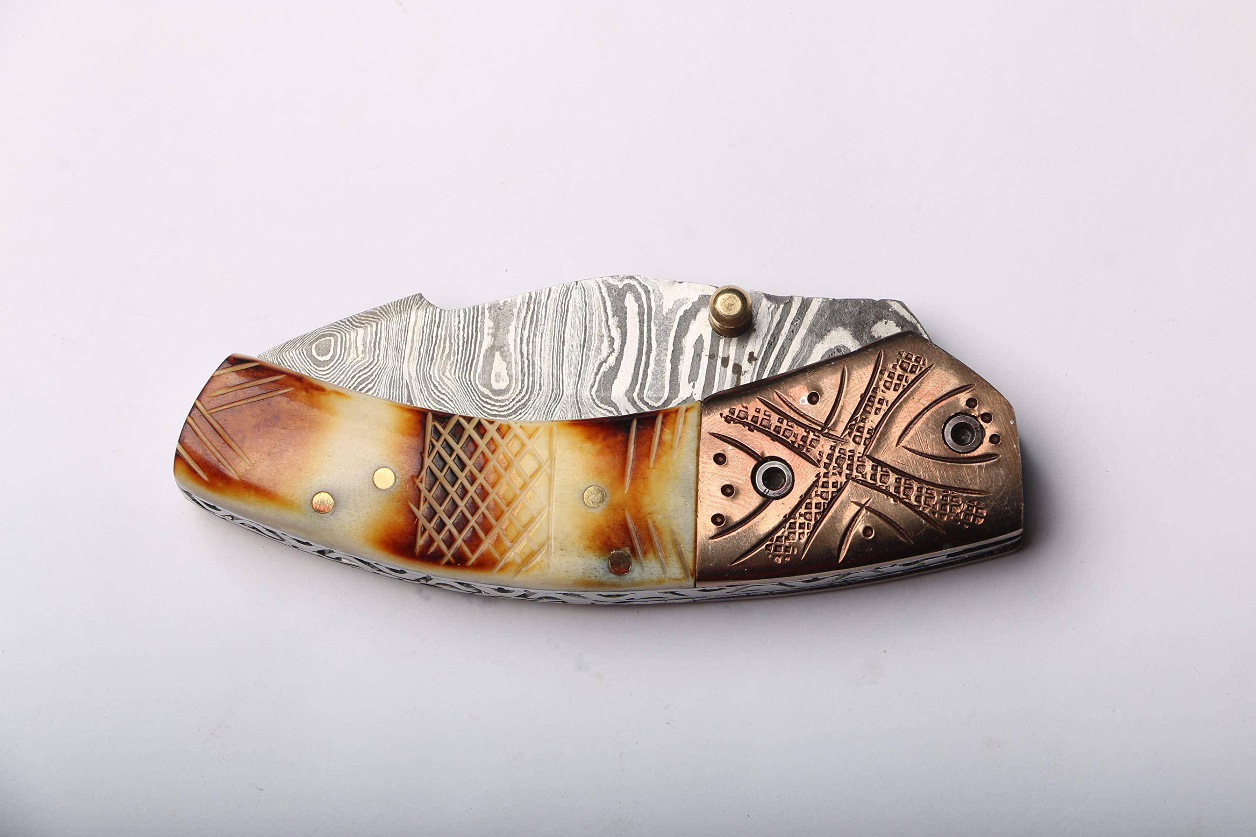 Damascus pocket knife Folding knife, Pocket Knife Come With knife sharpeners Premium Quality Wood Handle 6โ Fixed Blade Knife Article No. SC_011013