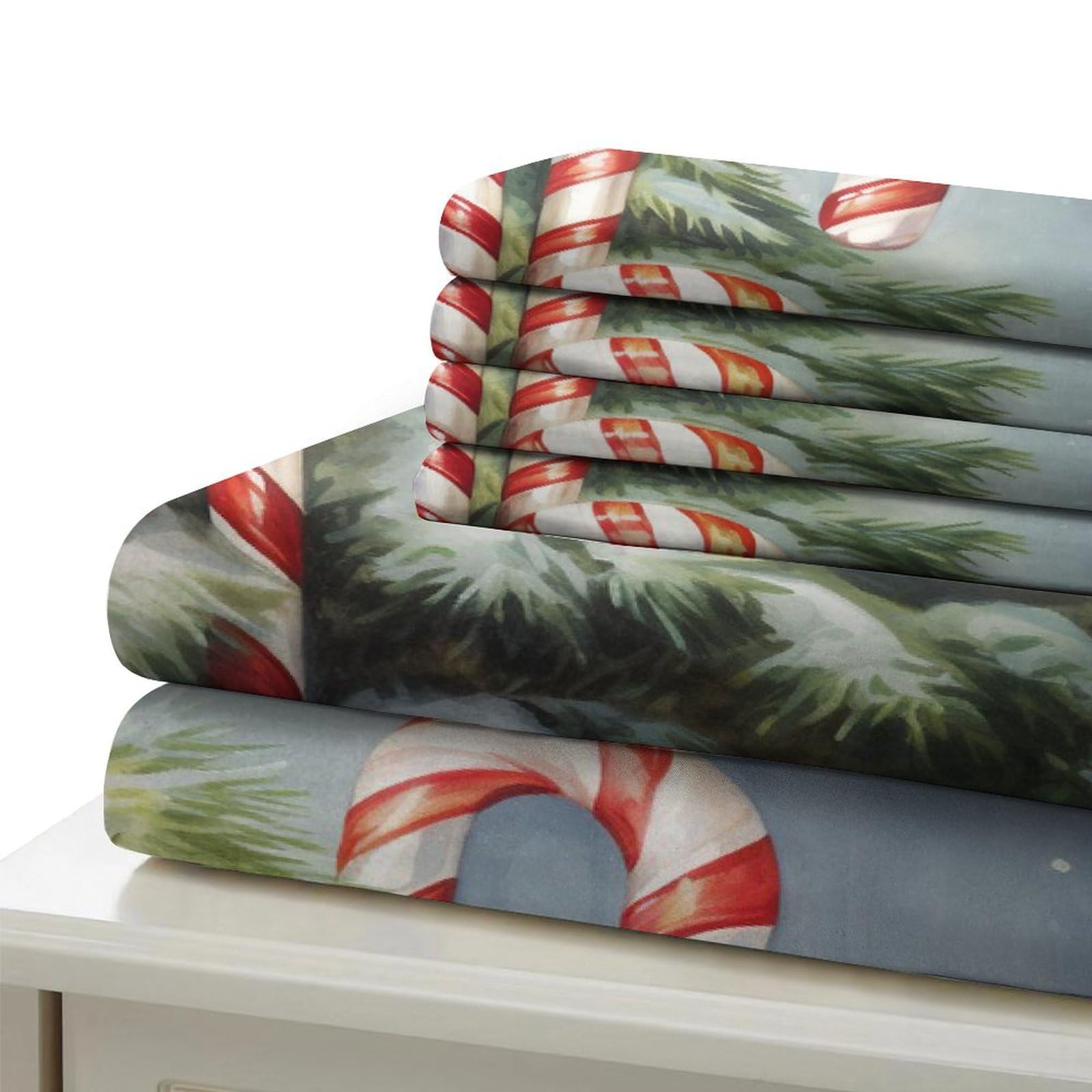 JALYKA Candy Canes Comforter Cover Bedding Sets for Girls Boys Teens 3D Print Christmas Theme Duvet Cover Sets Microfiber 3 Piece Quilt Cover Room Decor with Pillowcases Zipper Queen(228x228cm)