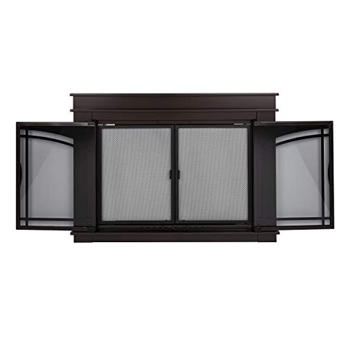 Pleasant Hearth FN-5700 Fenwick Fireplace Glass Door, Oil Rubbed Bronze, Small