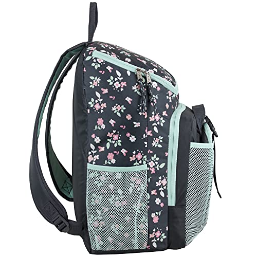 FUEL Top Loader Backpack with Lunch Box Combo β 18β Two Compartment Water Resistant Durable Adjustable Straps with Side Water Bottle Pockets 2 in 1 Set β Sweet Flowers