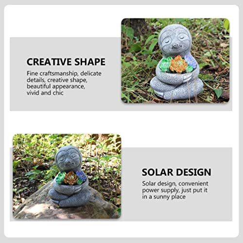 Happyyami Courtyard Garden Decoration Resin Flower Plant Pot Animal Statue Bradypode Figurine Jungle Figurines for Landscape Bonsai Crafts Decorations Mini Sloth Figure
