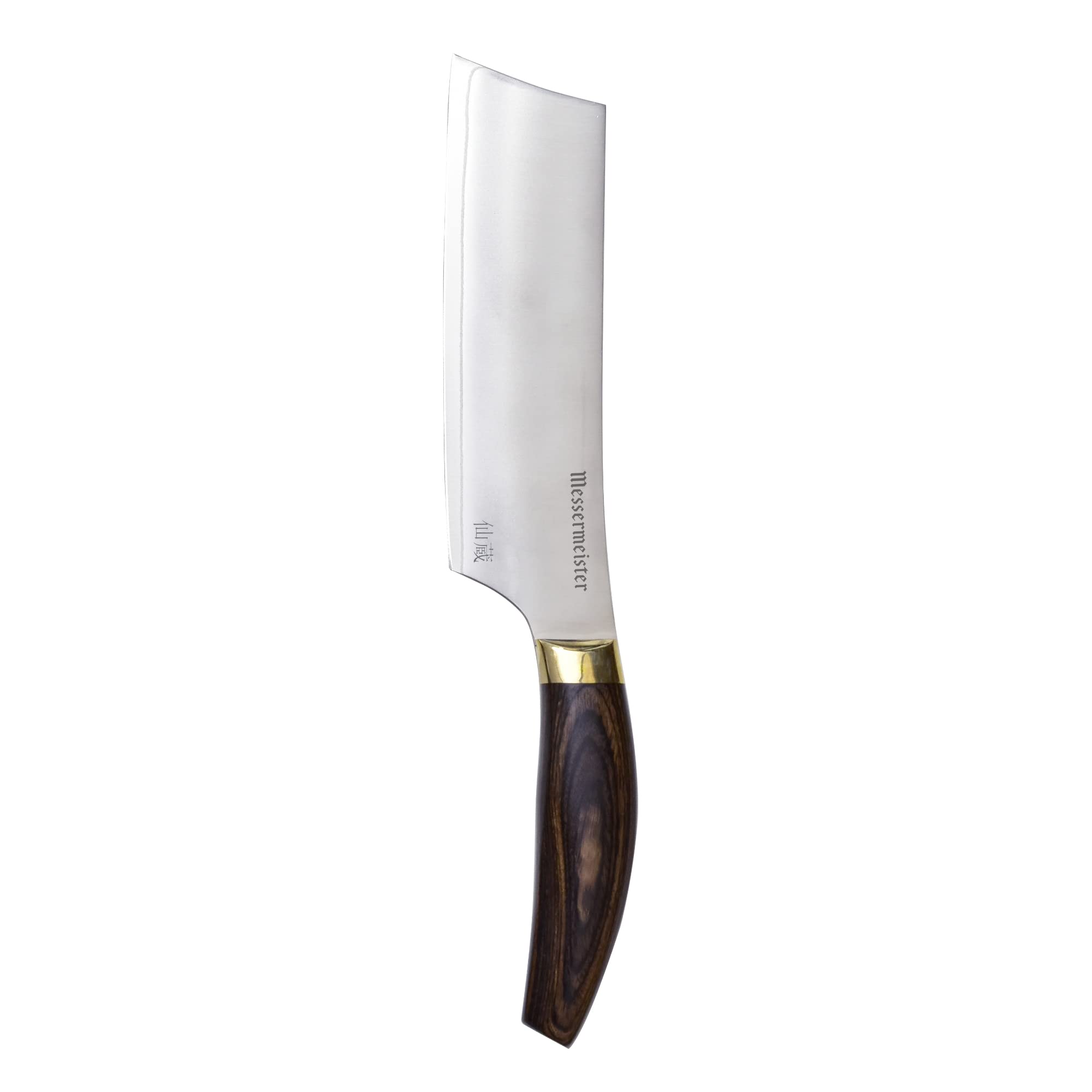 Messermeister Kawashima 6” Nakiri Knife - SG2 Powdered Steel, Eco-Brass Bolster & Walnut Pakkawood Handle - Made in Seki, Japan