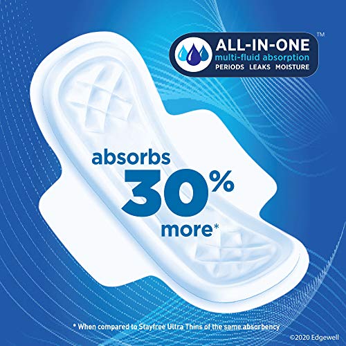Stayfree Maxi Super Long Pads with Wings For Women, Reliable Protection and Absorbency of Feminine Periods, 45 count
