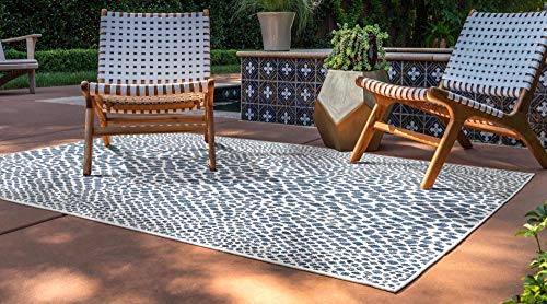 Unique Loom Outdoor Collection Area Rug - Cape Town (6' 1' x 9' Rectangle, Blue/ Olive)