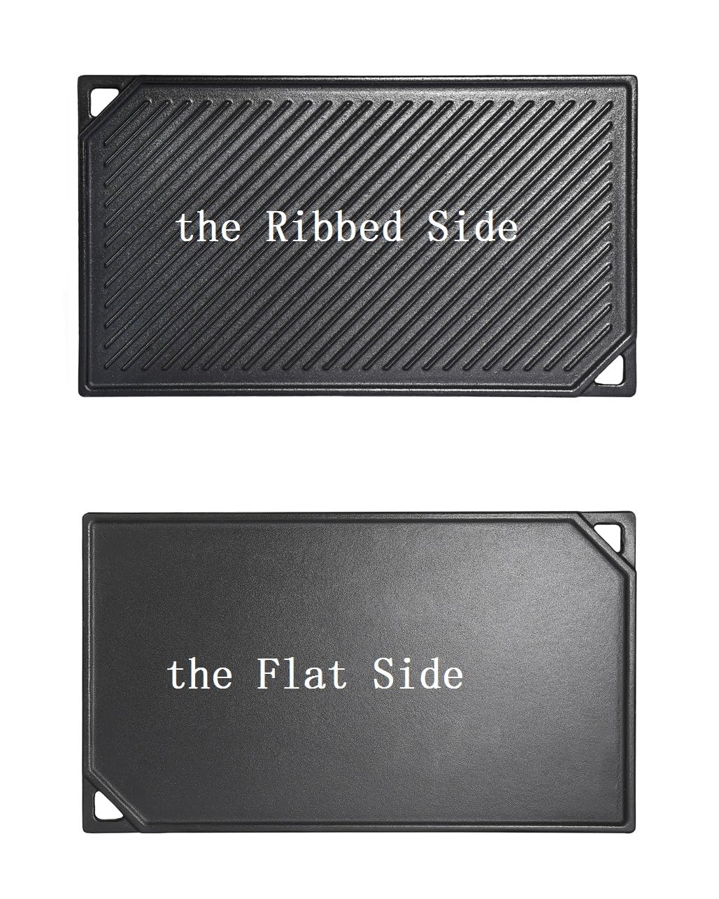 Leship Cast Iron Rectangular Reversible Griddle for Oven, Stove Tops, Grill and Others, 16.5'' x 9.5'' Double-sided Griddle Plate