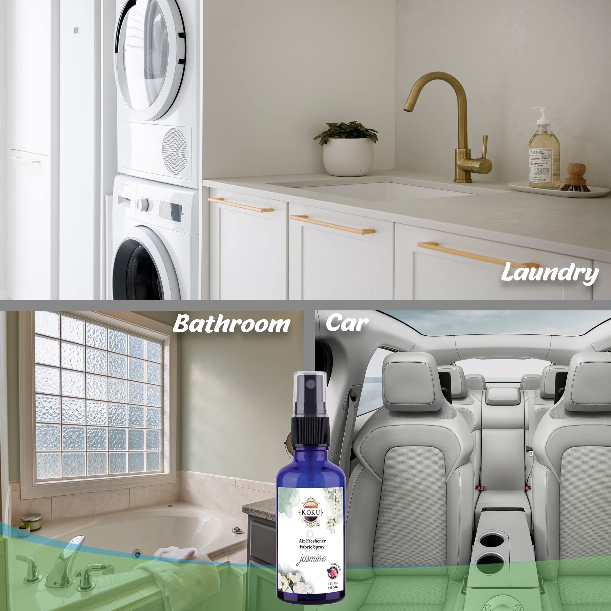 Jasmine Air Freshener - Room Spray - Odor Eliminator - Deodorizer - Car Air Freshener - Home Spray - Linen Spray - Fabric Refresher - Non-Toxic - Alcohol Free β 4 Oz