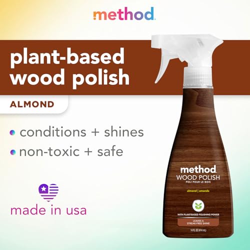 Method Wood Polish, Almond, For Wood Surfaces, Furniture and Cabinets, 14 Ounces (Pack of 1)