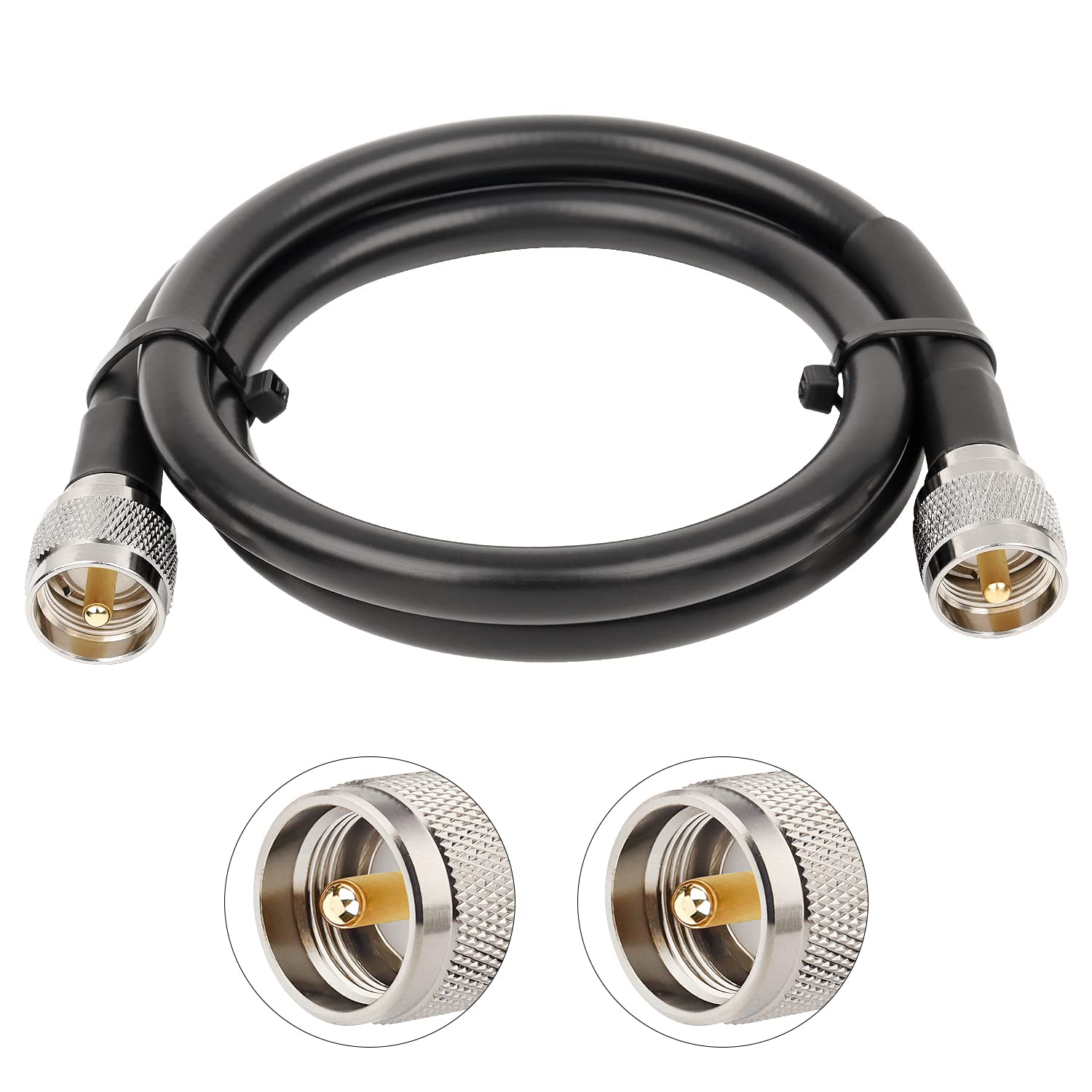 XRDS -RF PL-259 UHF CB Coax Cable 3ft, 50 ohm KMR400 PL-259 UHF Male to SO-239 Male Connector Low Loss Coaxial Cable for HAM & CB Radio, Antenna Analyzer, Dummy Load, AIS Antenna, SWR Meter