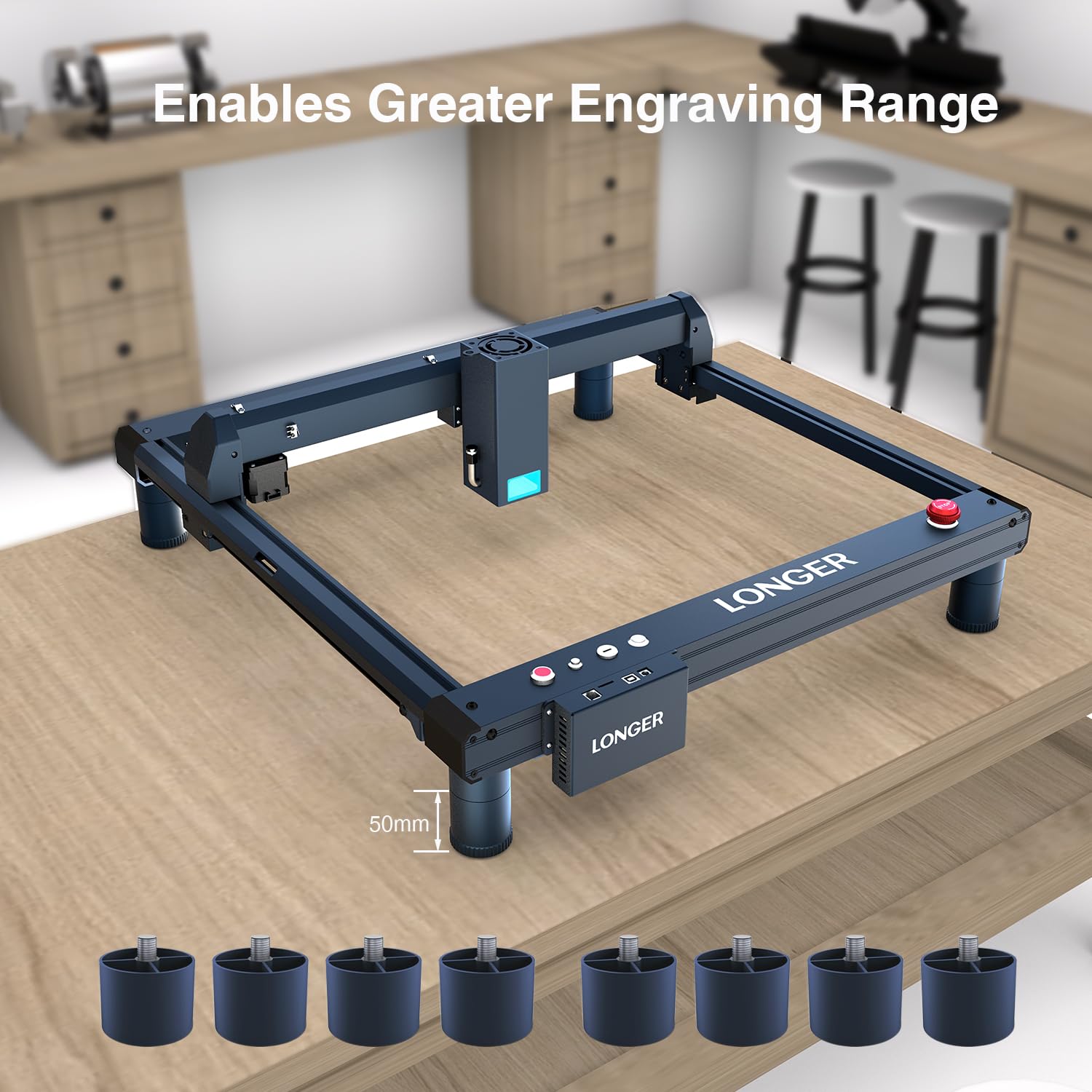 Longer Ray5 Laser Engraver Height Extension Kit 8 Riser Pads, Specially Designed for Laser Engraving Machines