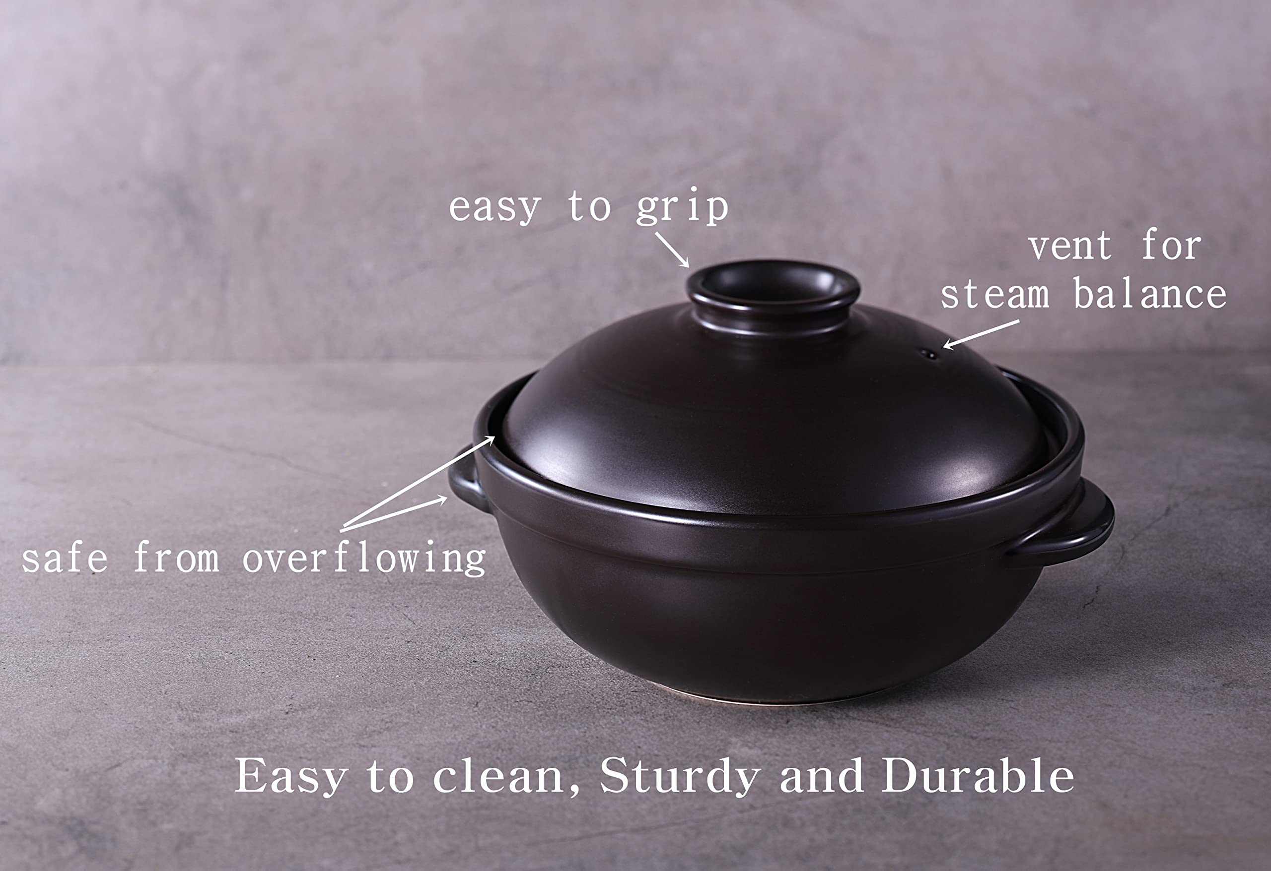 GREATUS Korean Dojagi R Pot/Premium Korean Stone Pot with lid Stone Bowl Ttukbaegi Dolsot (Small)