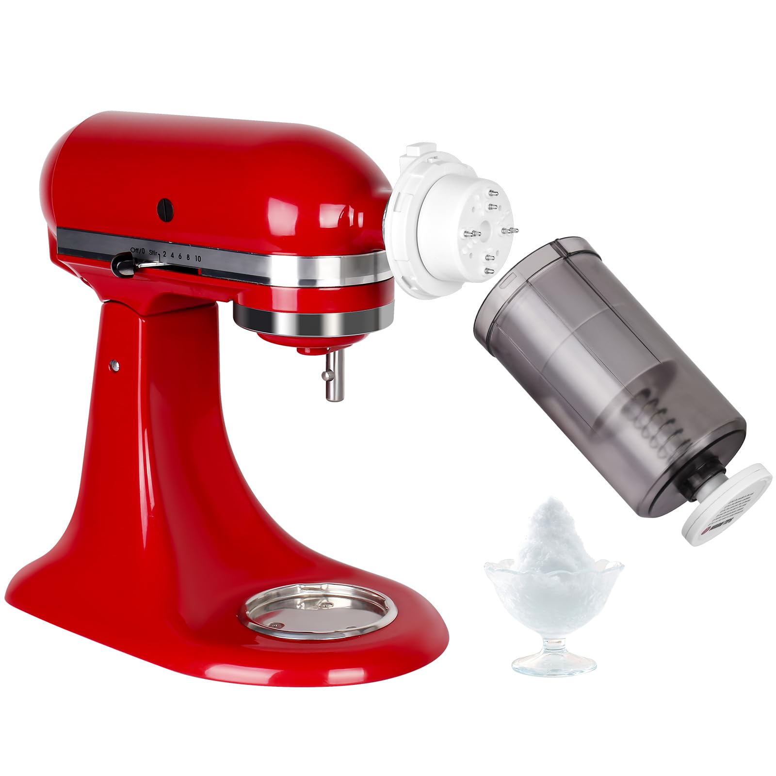 LETOMS Ice Shaver Attachment for KitchenAid Stand Mixer, Ice Crusher Machine for Milk, Fruit Juice, Shaved Ice Maker with 8 Ice Molds