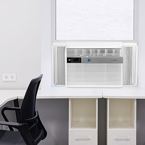 HomePointe 10,000 BTU Single Phase Window Air Conditioner Unit with 1-Touch Remote Control, LED Display Digital Panel, and Installation Kit, White