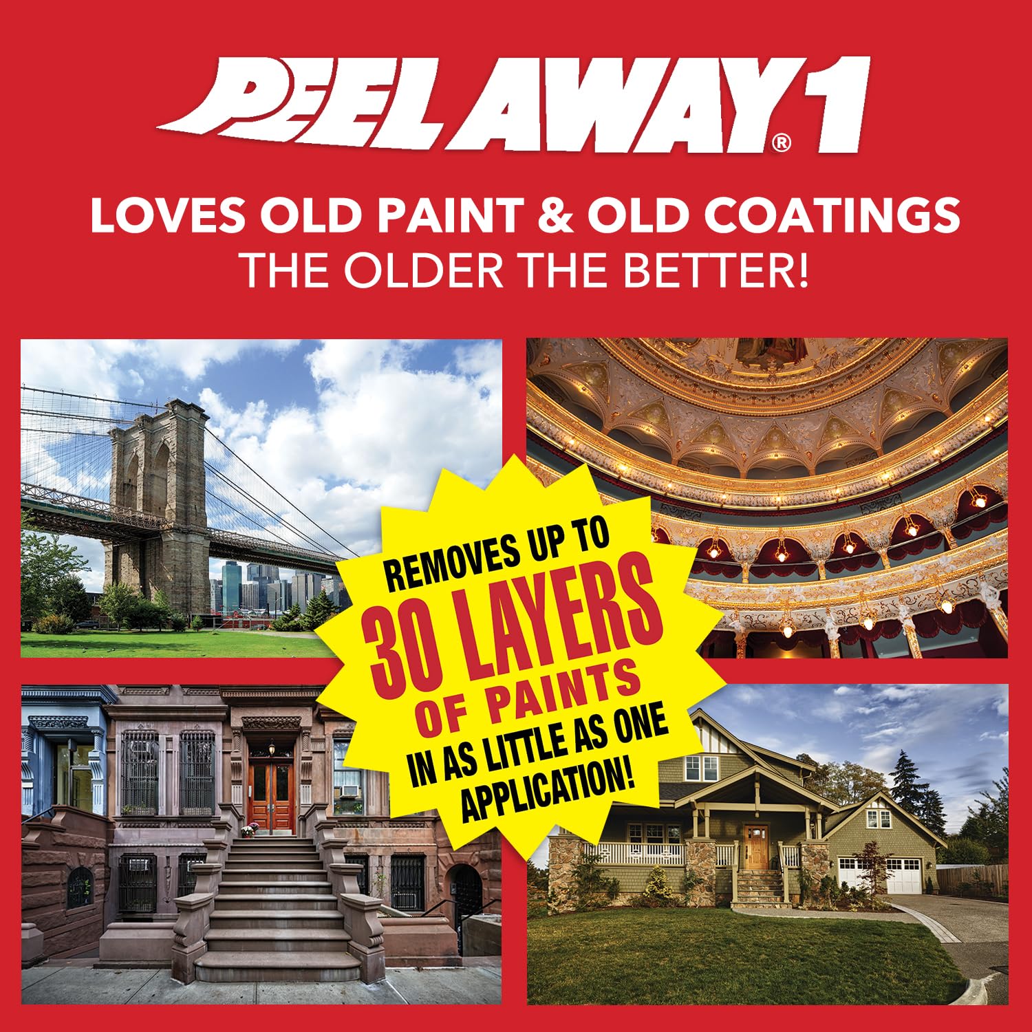 Peel Away 1 Heavy Duty Paint Remover - Removes Up to 30 Layers of Lead, Oil & Alkyd-Based Coatings - Complete Removal System Under the Lid - 1 Gallon