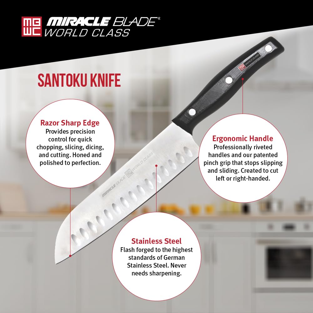 Miracle Blade World Class 4 Piece Professional Entertainment Charcuterie Knife Set with Acacia Wood Board