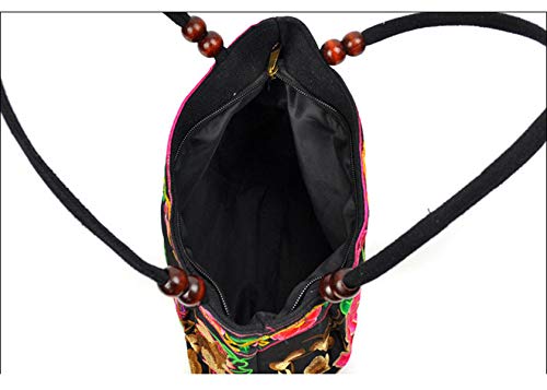 Embroidered Canvas Top Handle Handbags for Women,Ladies Casual Vintage Handbag Tote Bag