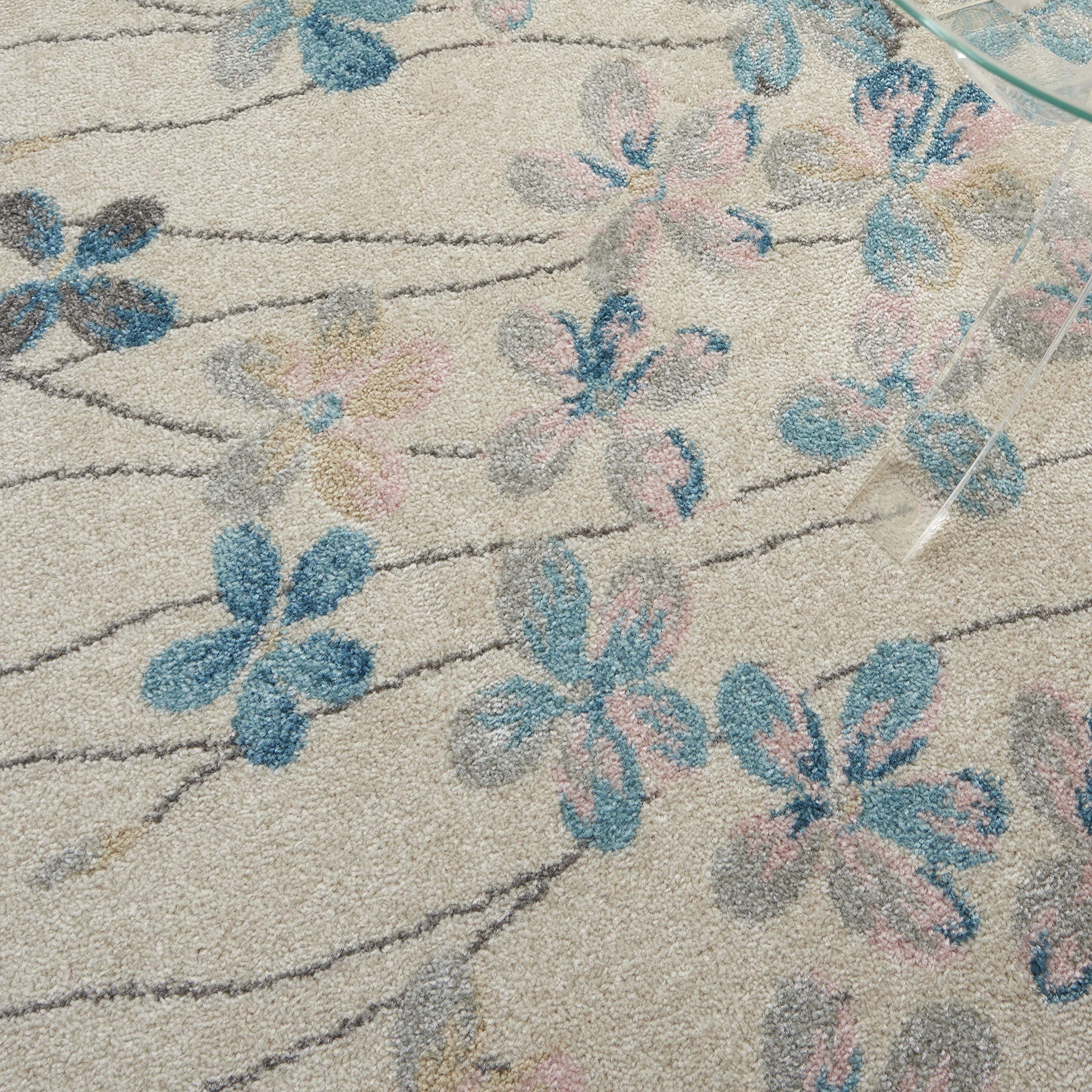 Nourison Tranquil Floral Ivory 5'3" x 7'3" Area -Rug, Easy -Cleaning, Non Shedding, Bed Room, Living Room, Dining Room, Kitchen (5x7)