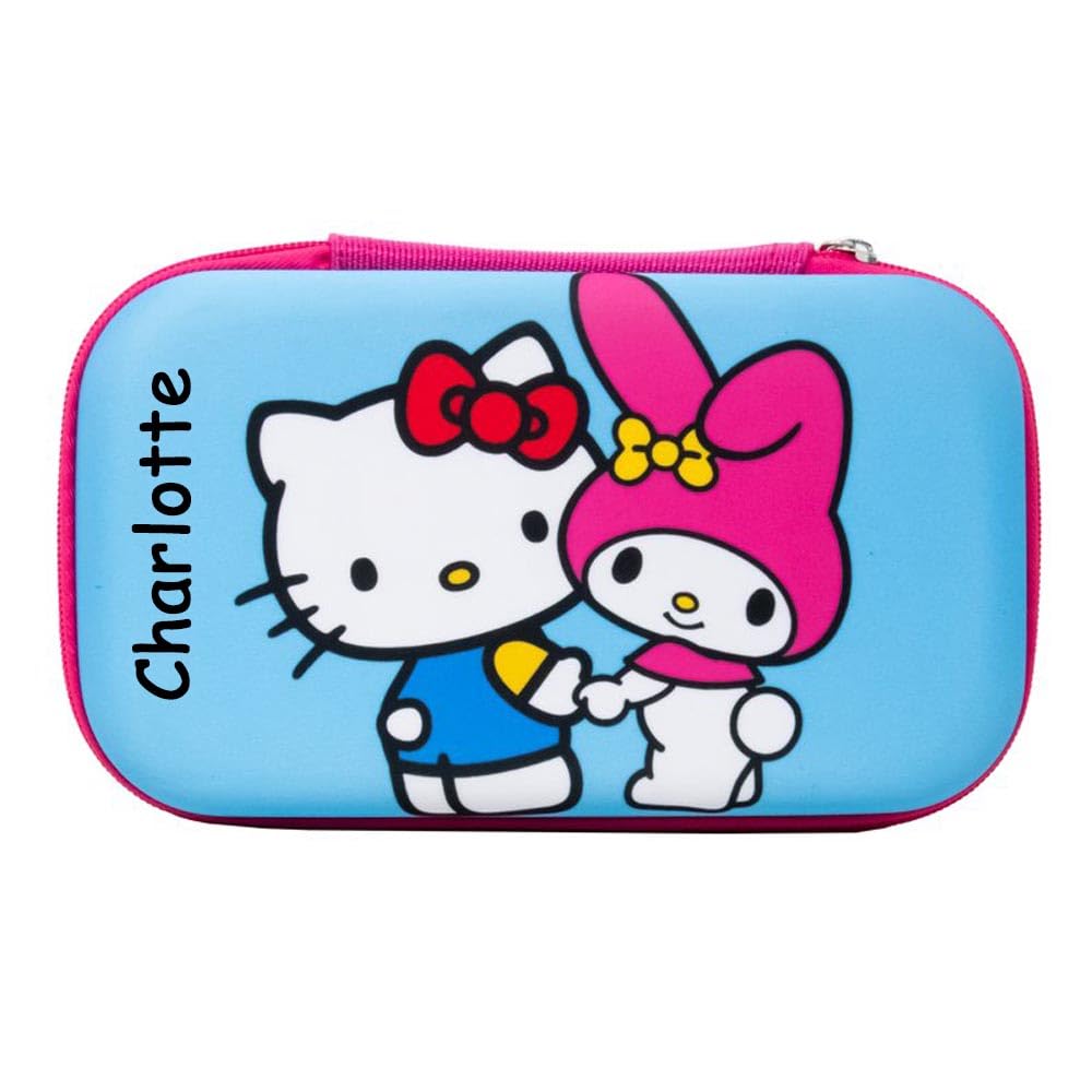 Knextion Inc Personalized Molded Pencil Cases for Back to School (Kitty Blue)