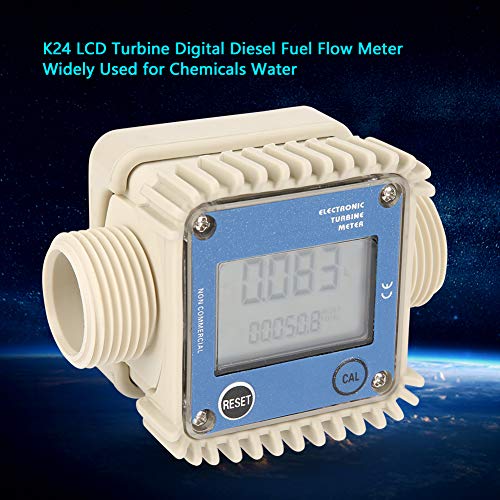 K24 LCD Turbine Digital Fuel Water Hose Flow Meter Widely Used for Chemicals Water, Blue