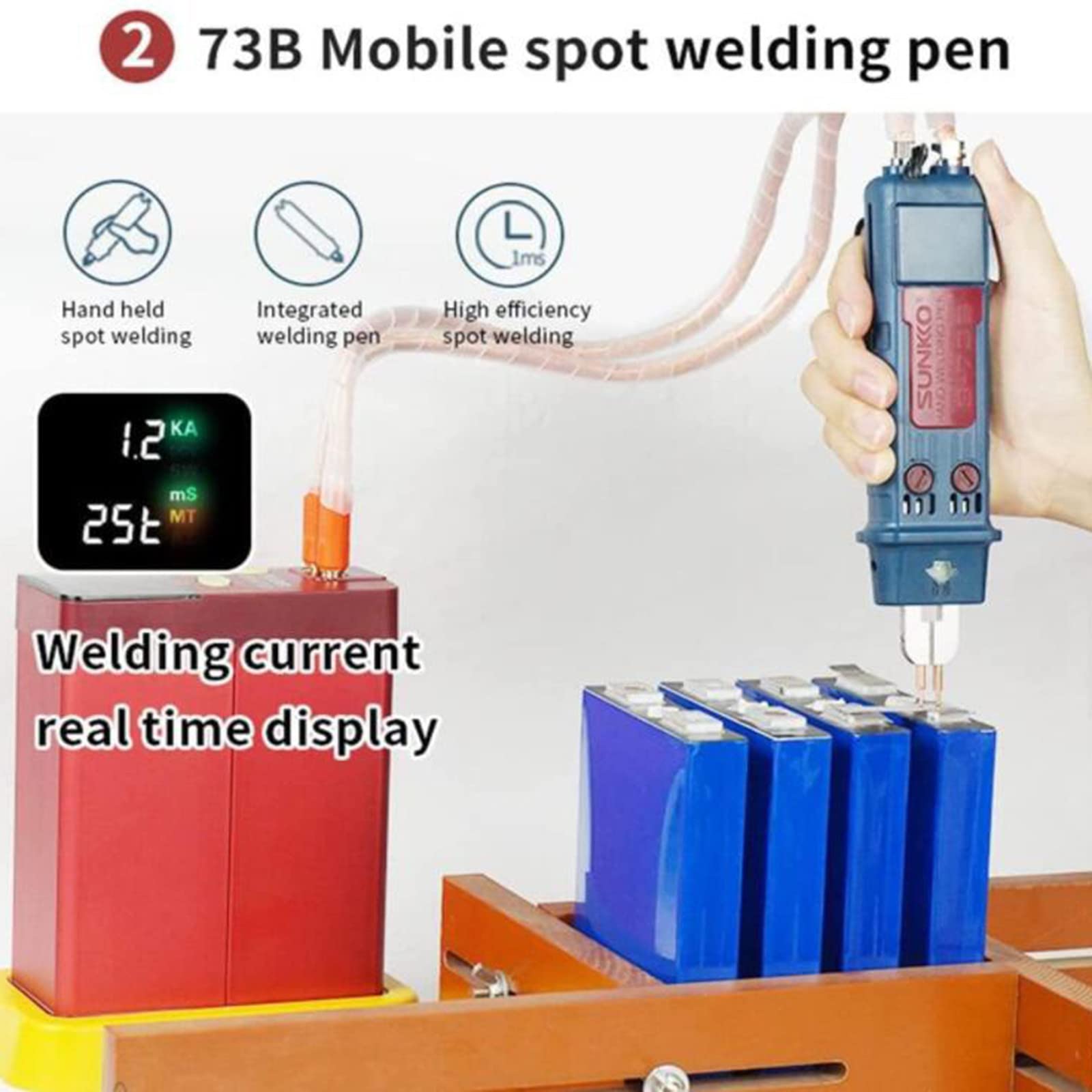 GAOMIN Portable Battery Spot Welder,Battery Welding Machine,Battery Handheld Spot Welder Battery Welding Machine Digital Display Led Pulse Spot Welder,with Pen and Foot Pedal