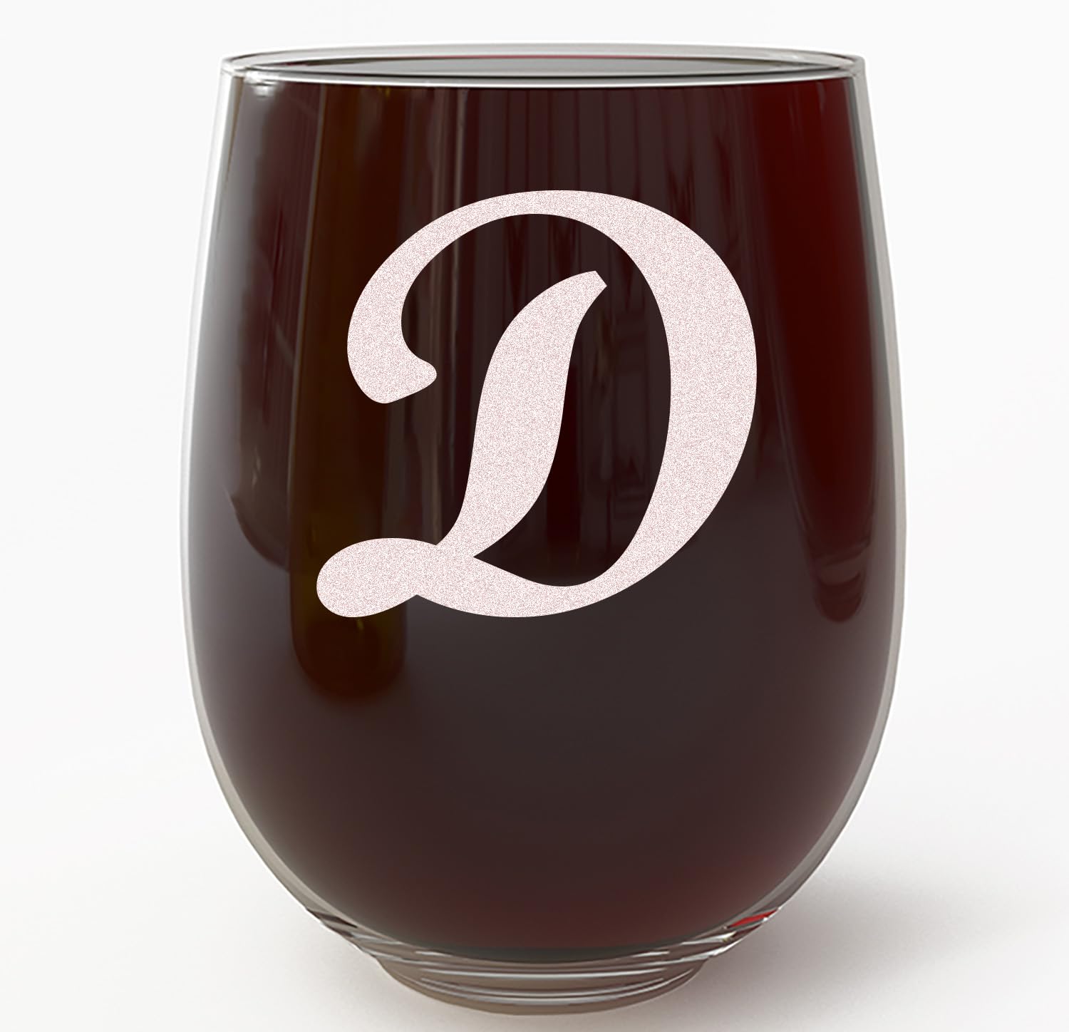 Etched Monogram 17oz Stemless Wine Glass (Letter D) A-Z Personalized wine glasses Custom Wine glasses Customized gifts for Her Women Initial Monogrammed Engraved