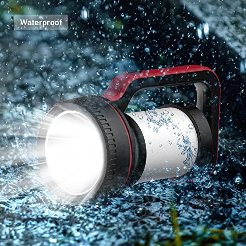 Decovolt Rechargeable Spotlight Super Bright 12000 Lumen LED Flashlight Handheld Spotlight 10000mAh Long Lasting Large Flashlight Searchlight for Camping Outdoor Hunting Emergency as Gift