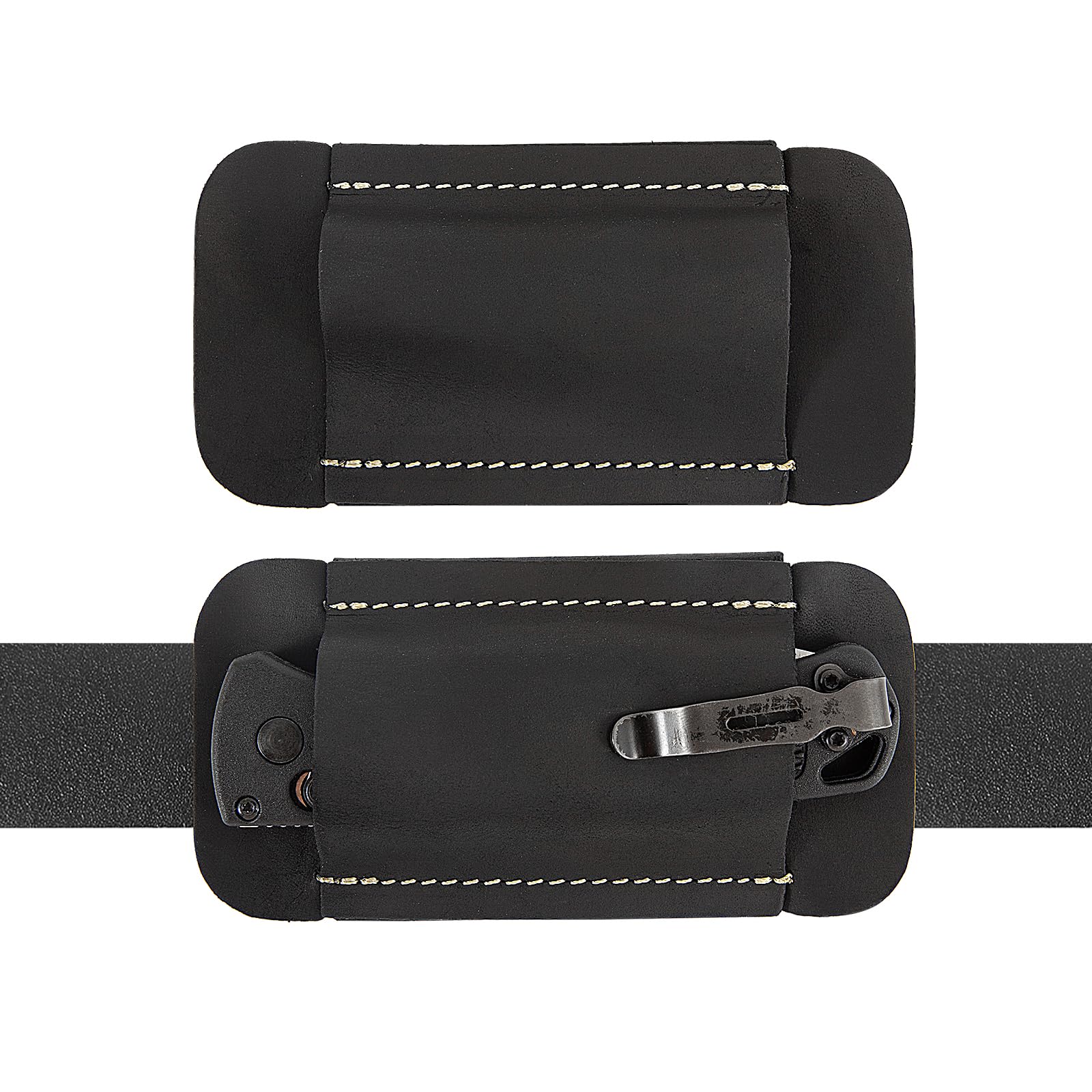 Knife Sheath,Leather Knife Sheath for Belt,Horizontal Carry Pocket Knife Holder,EDC Belt Organizer,Handmade Compact Draw Knife Holster,EDC Pocket Organizer,Sheath for Folding Knife (Black)
