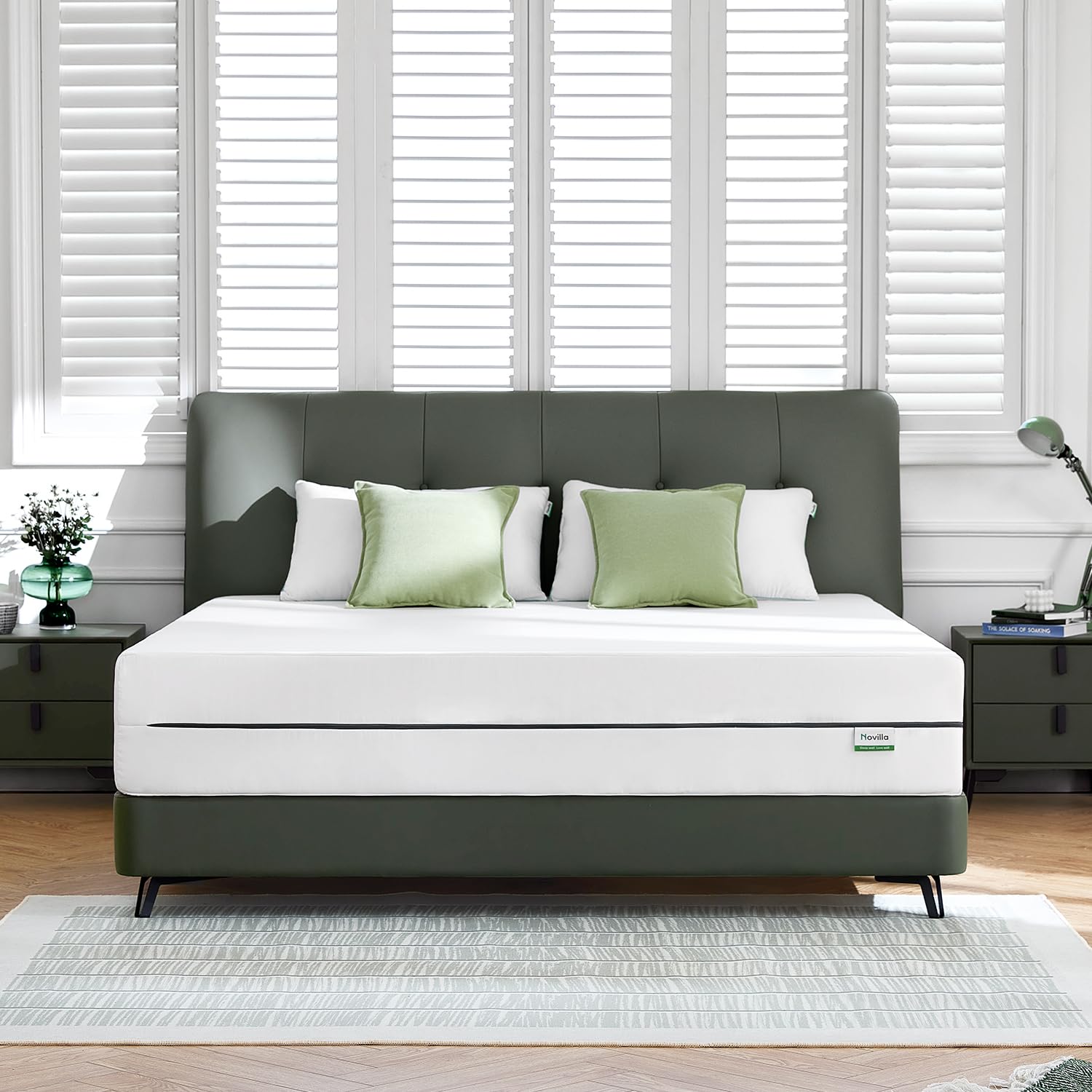 Novilla King Size Mattress, 10 Inch Memory Foam Mattress for Motion Isolating, Pressure Relief & Cool Sleep, Mattress King in a Box, White