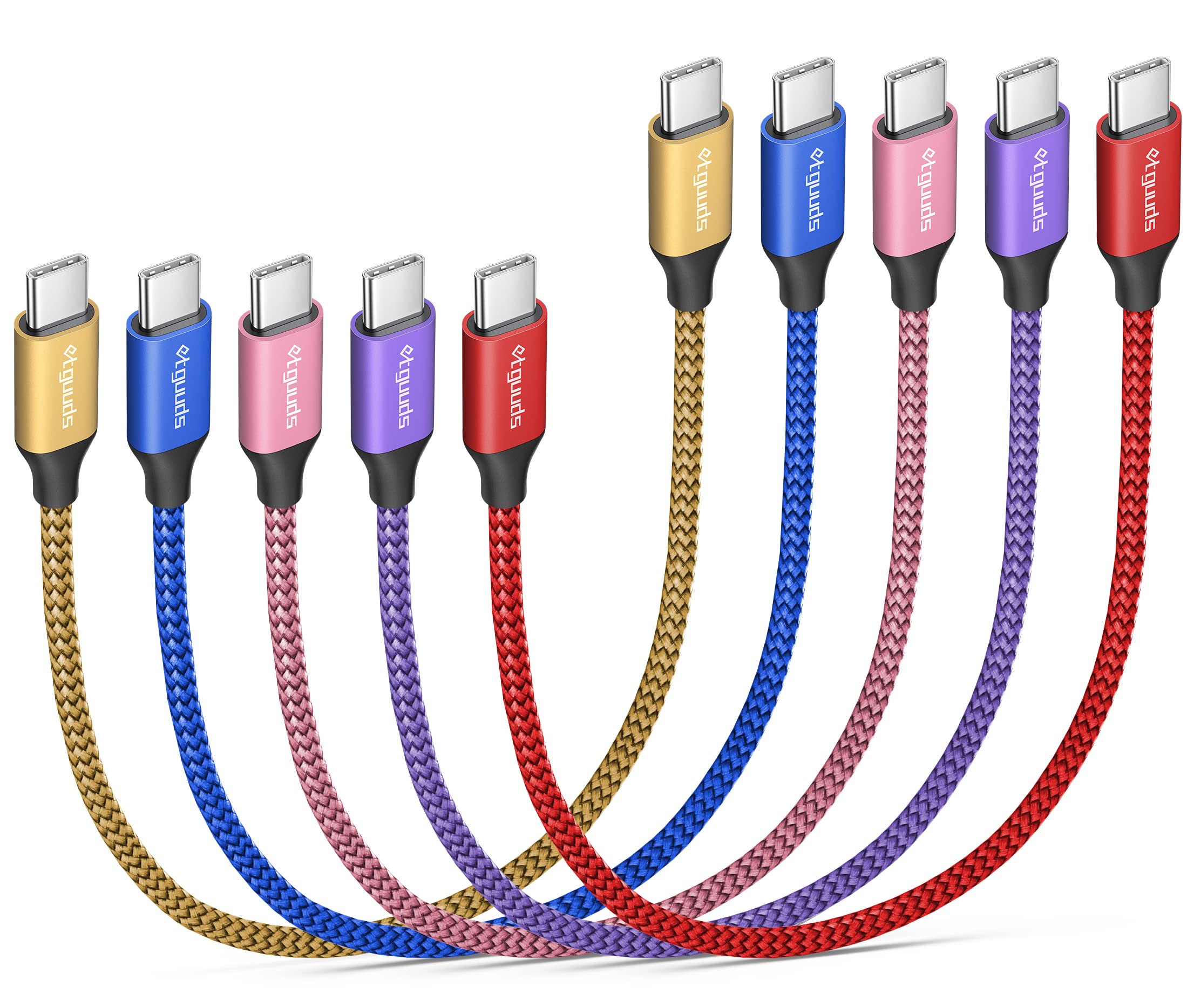 etguuds Color USB C to USB C Cable 3ft, 5 Pack PD 60W Fast Charging Type C to Type C Charger Cable for Samsung Galaxy S23 S22 S21 S20 Ultra 5G, Z Fold Flip 5 4 3, Note 20, Pixel 7 6 Pro, USB C Laptop