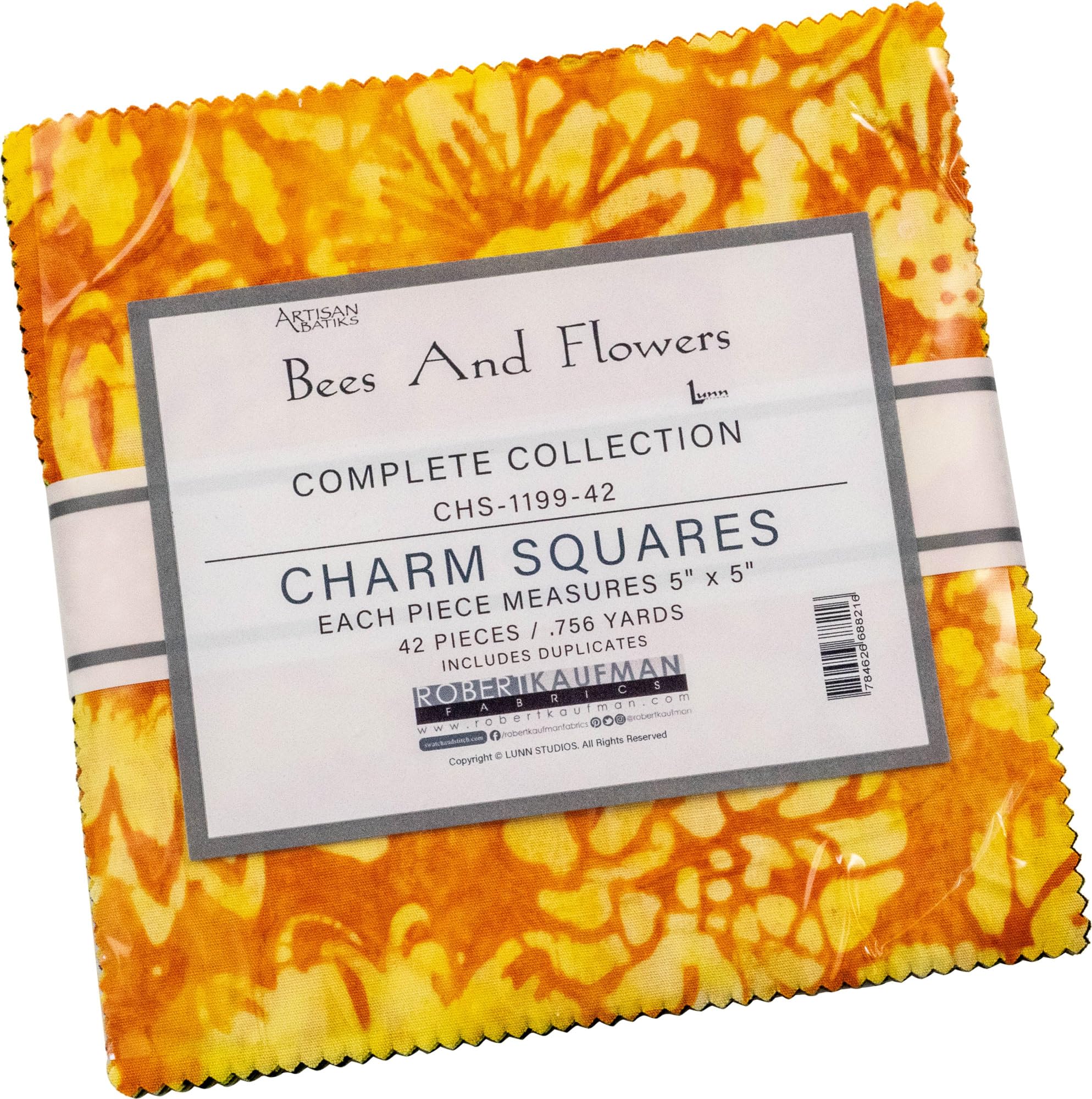 Lunn Studios Artisan Batiks Bees and Flowers 42 5-inch Squares Charm Pack Robert Kaufman CHS-1199-42