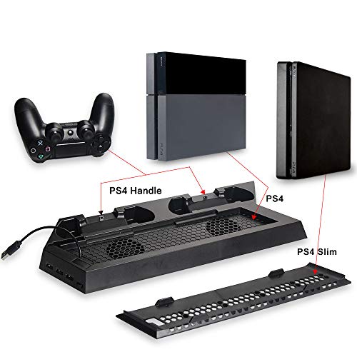 YICANG Vertical Stand with Cooling Fan Controller Charging Station for PS4 /PS4 Slim