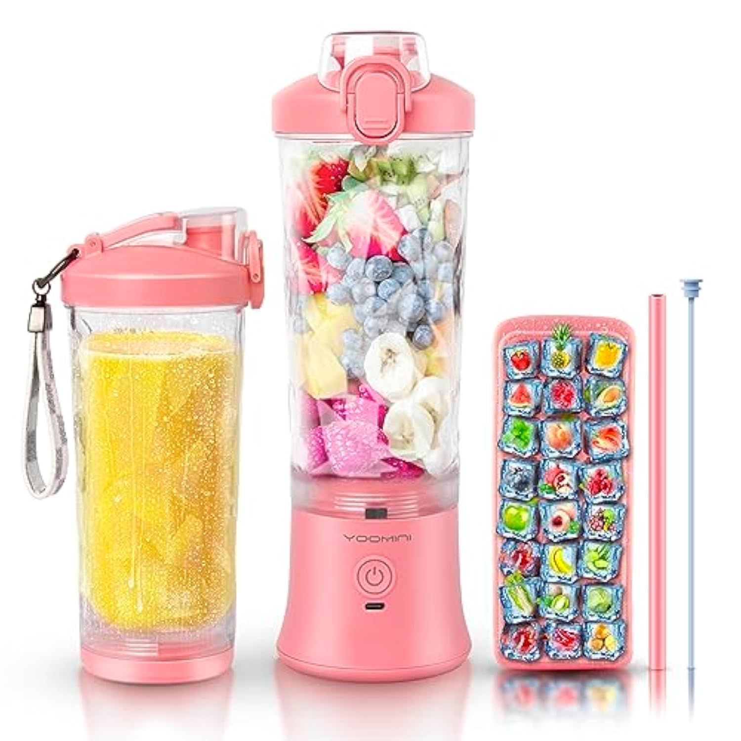 Portable Blender, Personal Blender for Shakes and Smoothies - USB Rechargeable 20oz Mini Blender with 6 Blades and ToGo Cup for Sports Travel Gym