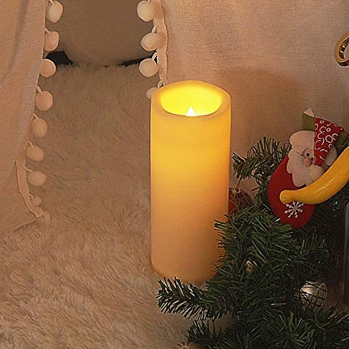 YINCHI Outdoor Waterproof Flameless Candle with Timer Flickering Large Plastic Battery Operated LED Lantern Light Bright Electric Pillar for Outside Patio Garden Party Wedding Decorations 4β(D)x6β(H)