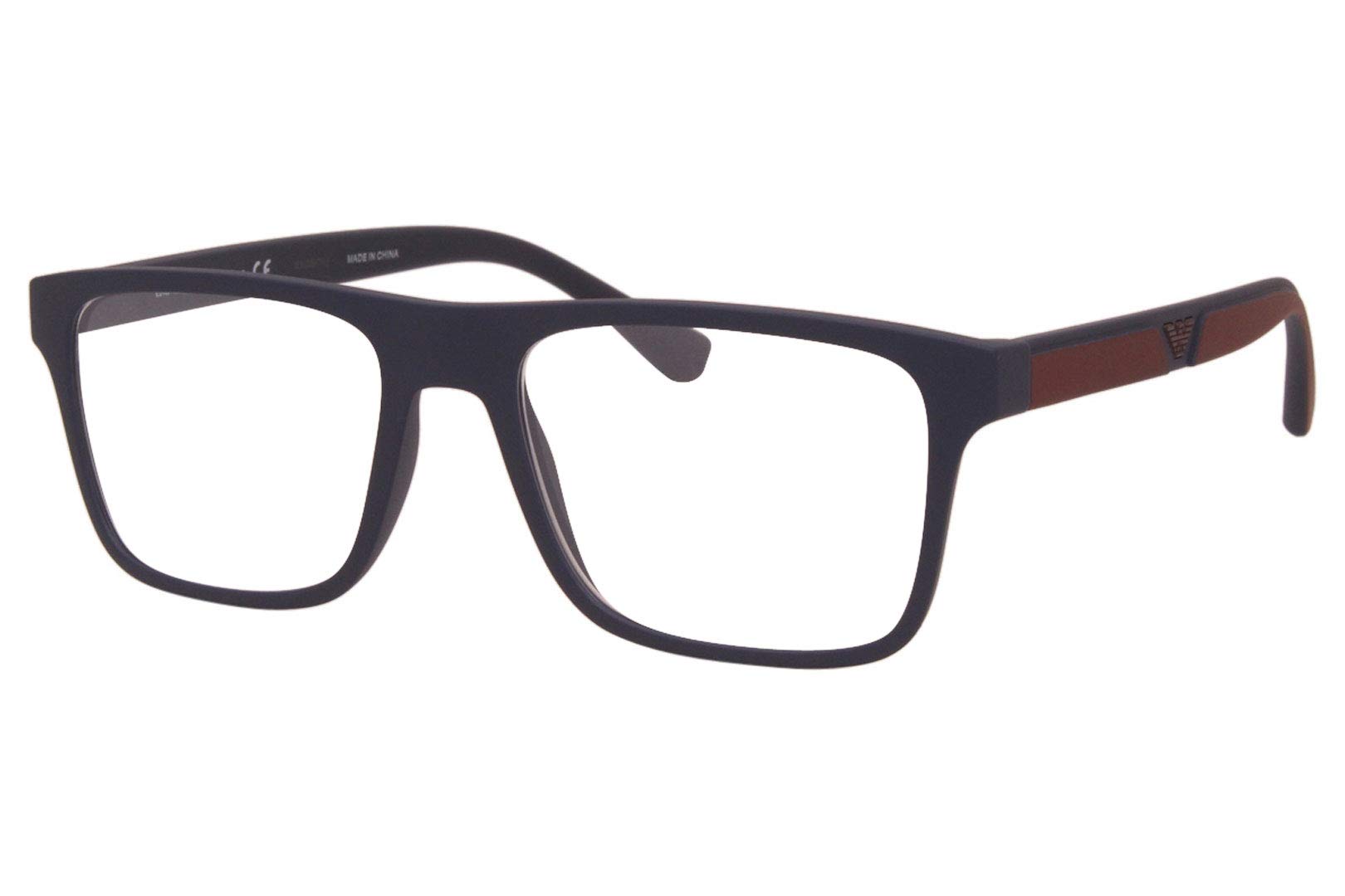 Emporio Armani Men's Sport Rectangular Glasses, Blue and Red Clips, 54