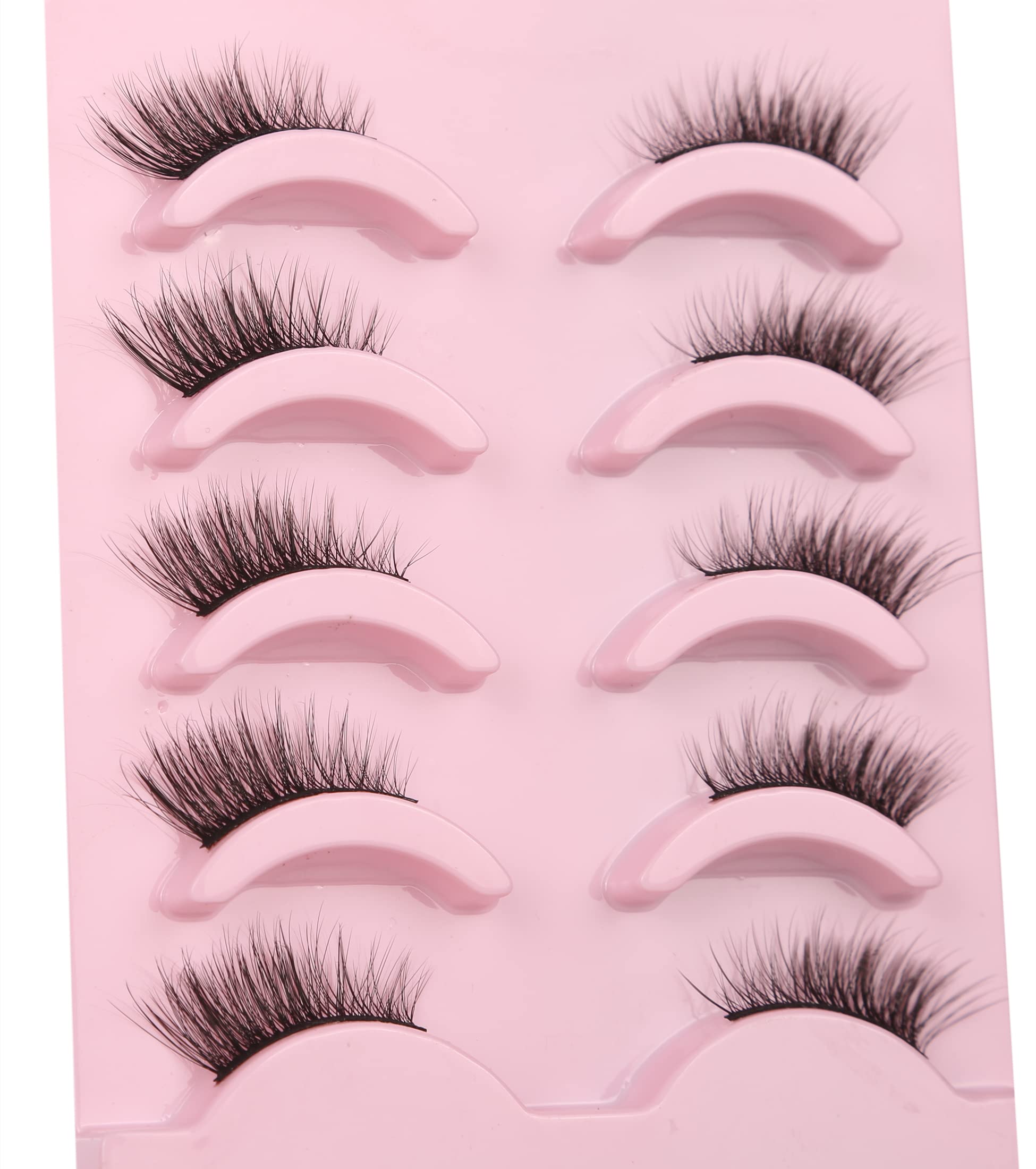 Himirell Half Lashes Natural Look Cat Eye Lashes Short Accent Corner False Eyelashes Look Natural Faux Mink Lashes 5 Pairs Pack