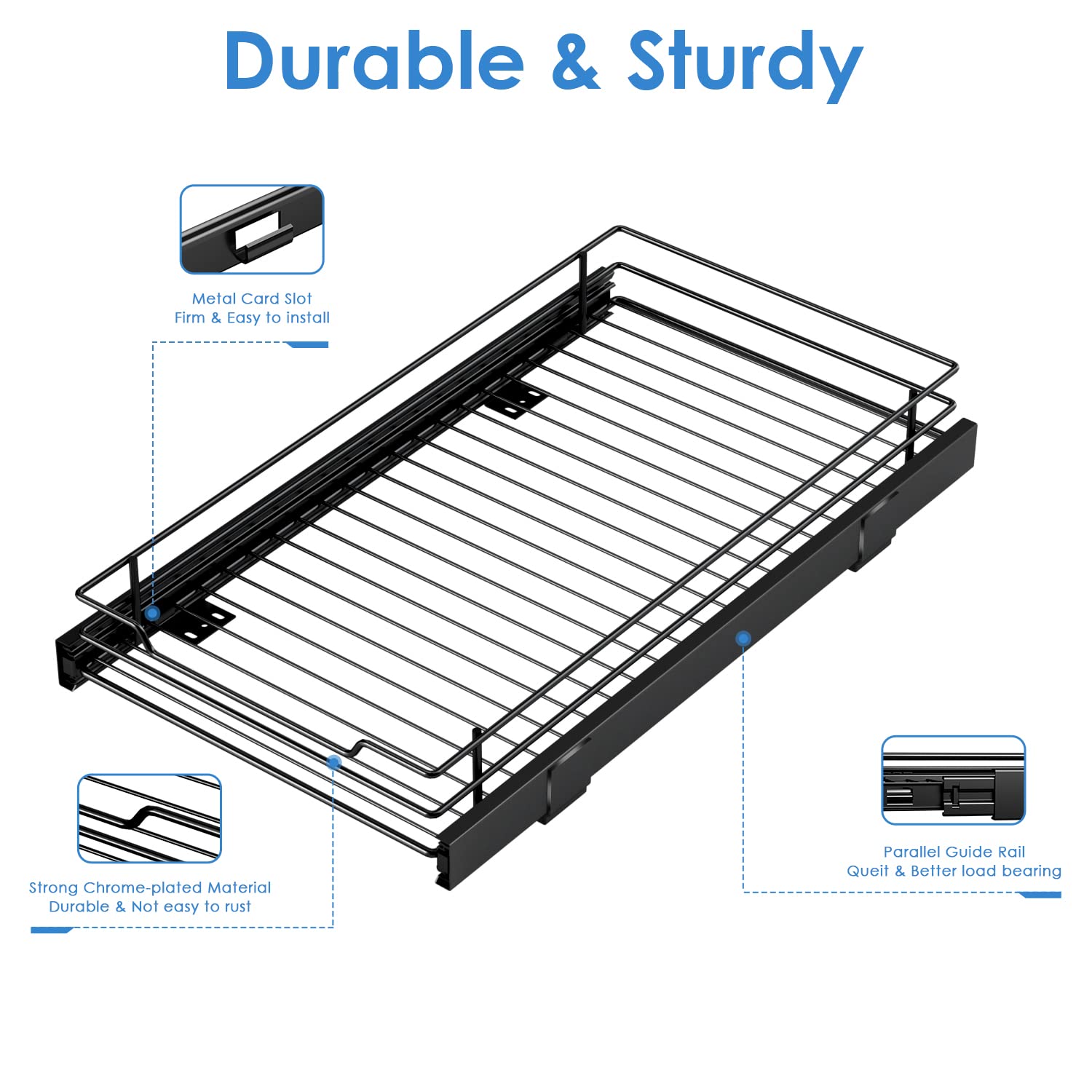 G-TING Pull Out Cabinet Organizer, Heavy Duty Slide Out Pantry Shelves Sliding Drawer Storage for Home, Kitchen, Bathroom, 12.44" W x 16.54" D, Request at Least 13 inch Cabinet Opening(Black)