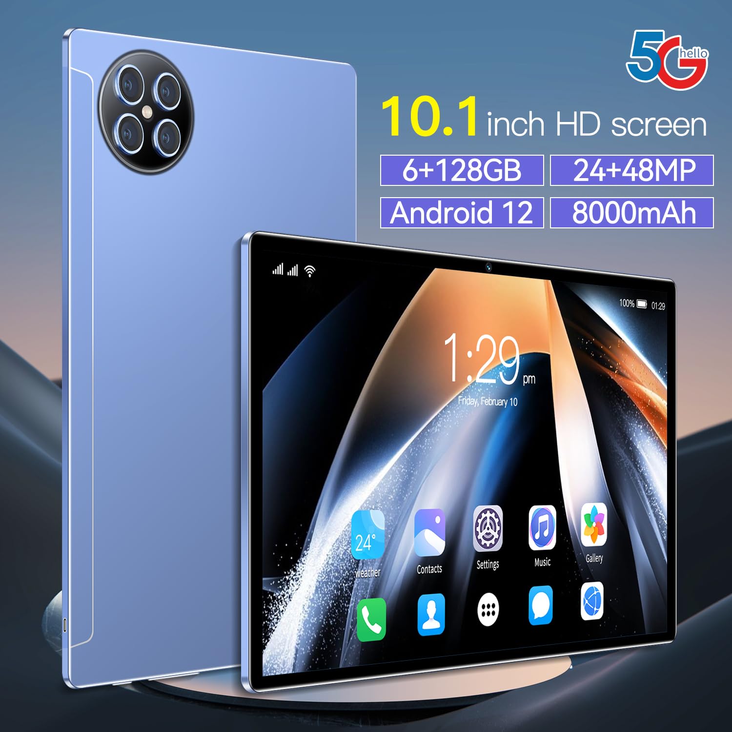 deriny X90 10 inch Android Tablet,1080p Full HD,Long Lasting Battery,Dual Camera,6GB RAM 128GB ROM,Dual SIM,WiFi,GPS,Bluetooth,Fire HD Kids Tablet,Widely Compatible with App(Blue)
