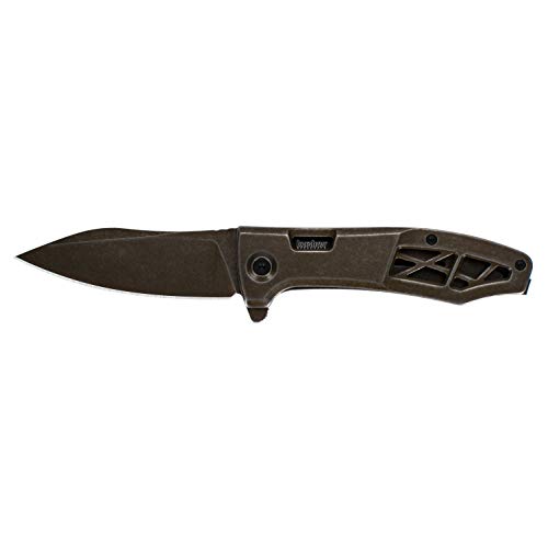 Kershaw Boilermaker Pocketknife; 3.3-inch 8Cr13MoV Stainless Steel Blade, SpeedSafeĀ® Assisted Open, Brown PVD Coating with Stonewashed Finish, Frame Lock, Every Day Carry (3475), Black