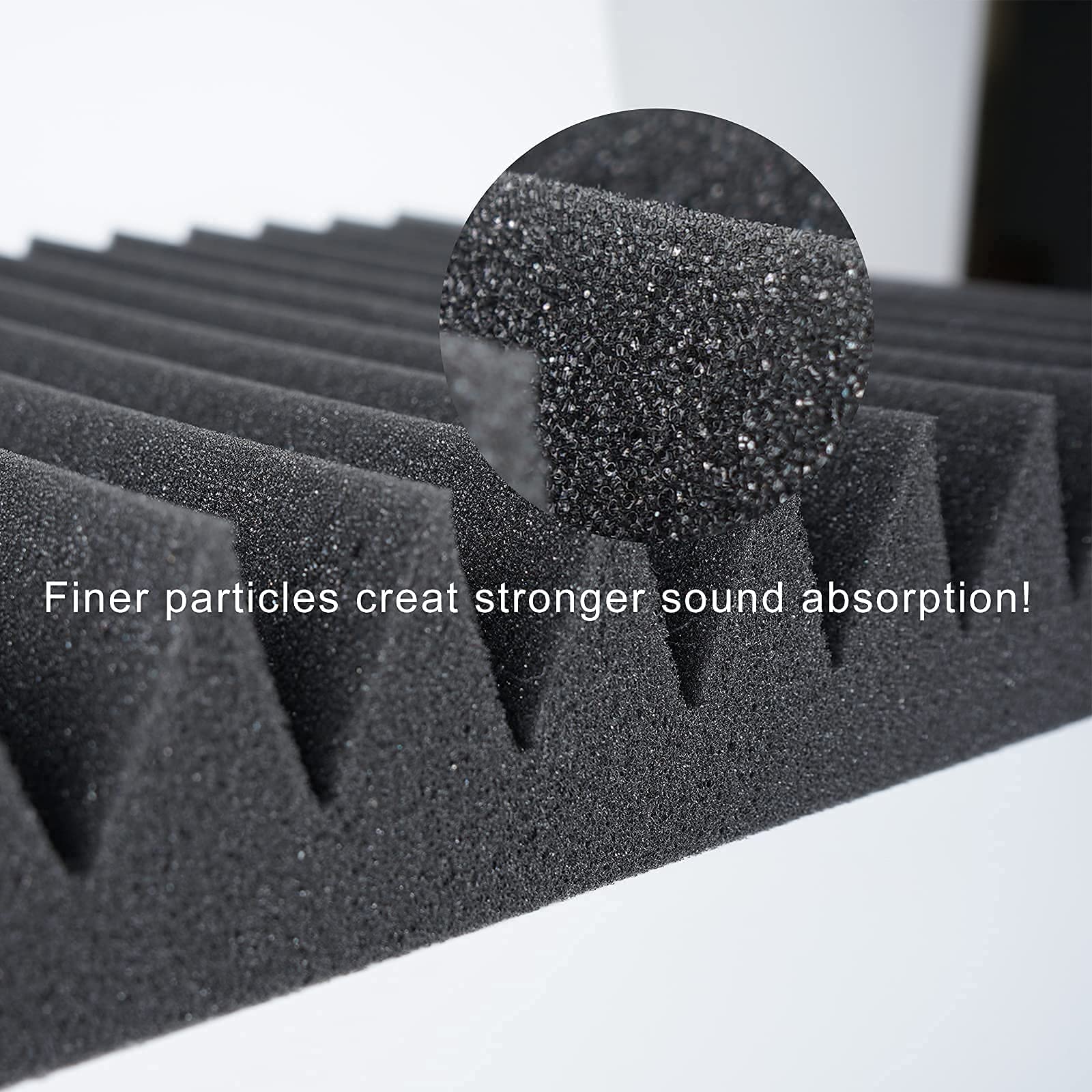 EGINO Acoustic Foam Panels 12 Pack 2”X12”X12” Wedges Home Studio Noise Sound Absorbing Sponge Board Fire Resistant Soundproofing Treatment Foam Padding For Wall Ceiling