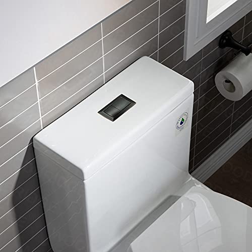 WOODBRIDGEE Modern Elongated One piece Toilet Dual flush 1.0/1.6 GPF,with Soft Closing Seat,1000 Gram MaP Flushing Score Toilet with Oil Rubbed Bronze Button,B0750-ORB,White