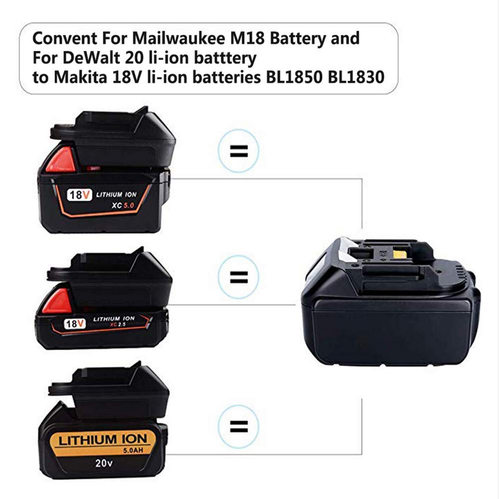 DM18M Battery Adapter for Milwaukee to Makita Battery, for Milwaukee 18V for Dewalt 20V Battery Convert to for Makita 18V Battery