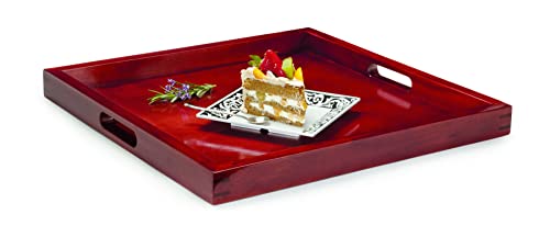 G.E.T. RST-2020-M Wooden Room Service Square Serving Tray with Handles, 21", Mahogany