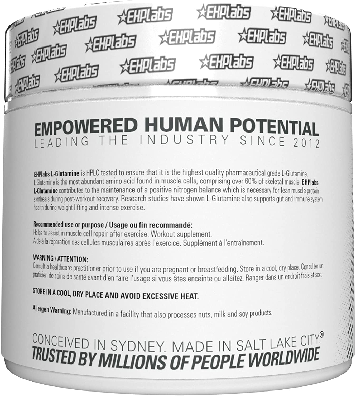 EHP Labs L Glutamine Powder Amino Acids - L-Glutamine, Workout Recovery, Immune Health & Gut Health Support (500g) - 100 Servings