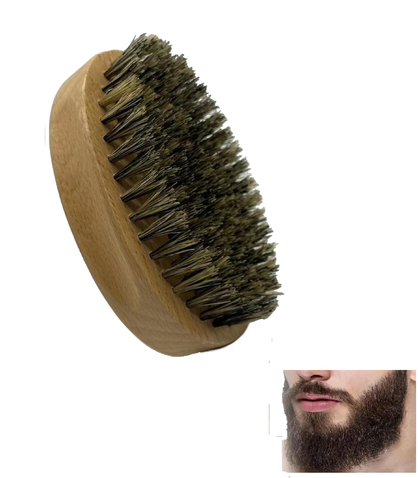 Haneex beard brush man 100 Percent boar bristle hair brush, beard combmade of solid wood, with medium hard bristles to conquer and soften your beard