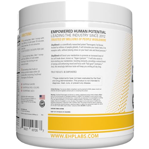 EHP Labs OxyShred Pre Workout Powder - Preworkout Powder with L Glutamine & Acetyl L Carnitine, Energy Boost Drink - Mango, 60 Servings