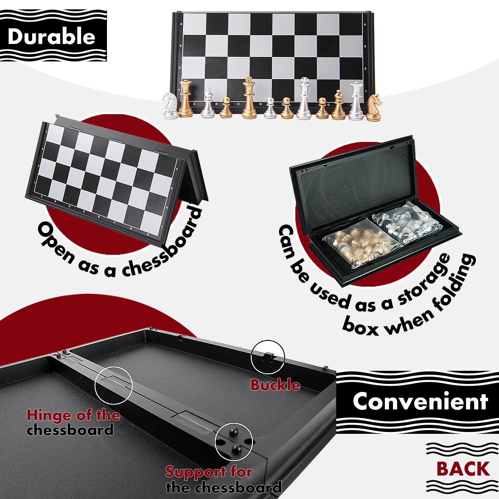 Youdepot Magnetic Chess Set - Portable, Foldable, and Travel-Ready Board Game for Kids and Adults (9.84 Inches)