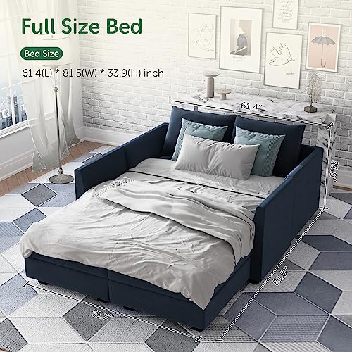 HONBAY Modular Sectional Sofa Convertible U Shaped Couch with Reversible Chaise Velvet Modular Sofa Sectional Couch with Storage Ottoman, Dark Blue