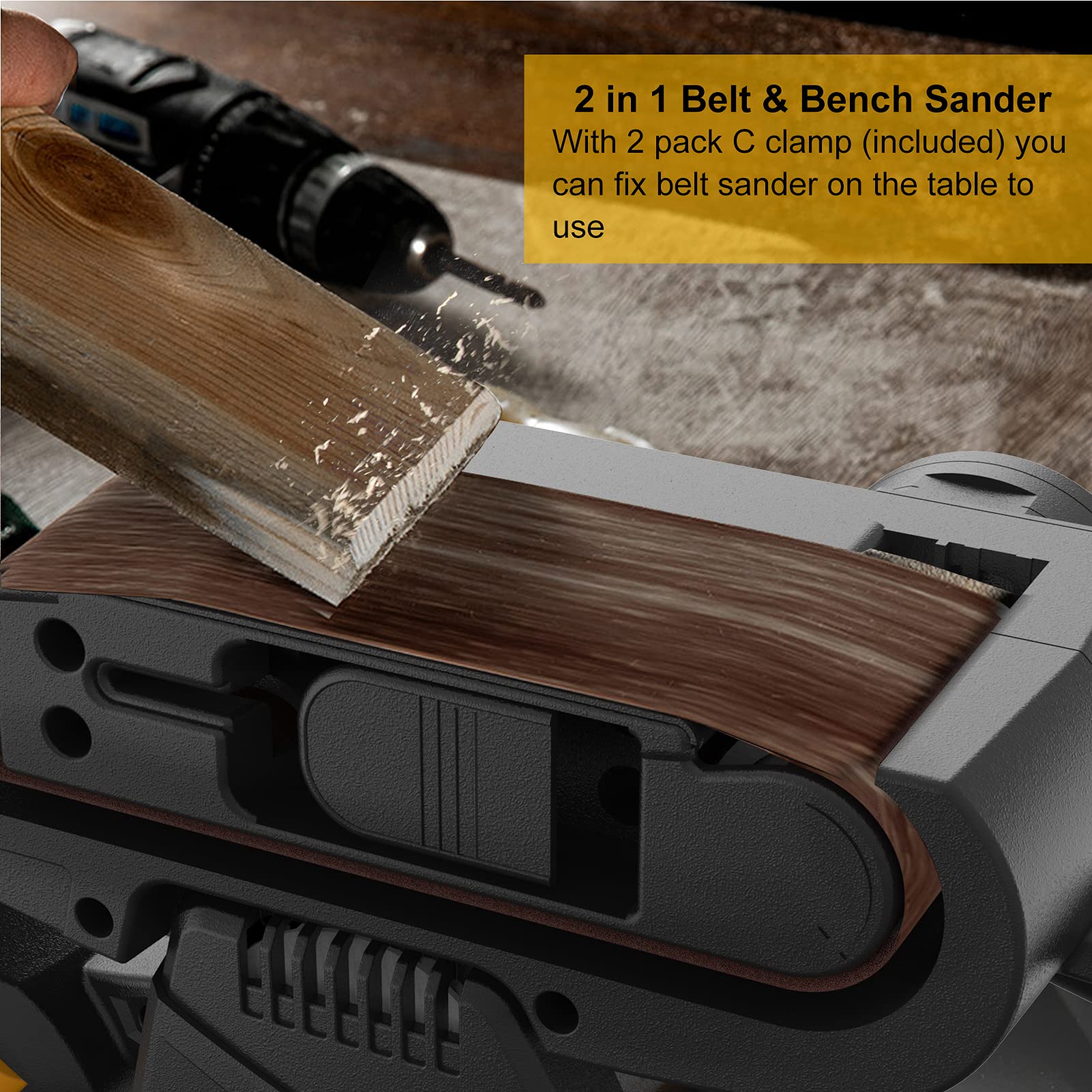 Jellas 3 × 21-Inch Belt Sander with Dust Bag, 7Amp Sander Machine with Variable-speed Control, 2 in 1 Vacuum Adapter, 10Feet (3 meters) Length Power Cord BS750-SD