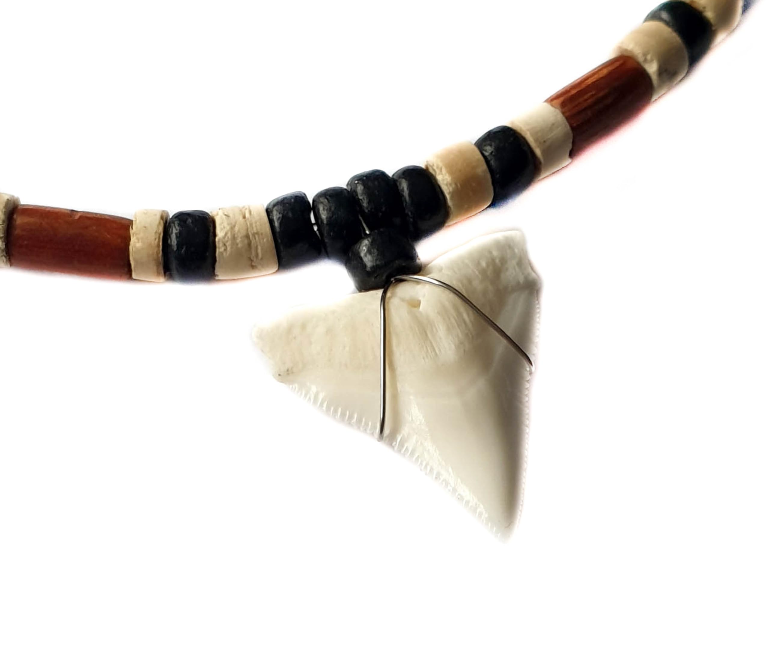 Genuine Mako Shark Tooth Beads Surfer Necklace for Men Women Handmade Boho Bohemian Jewelry GA390